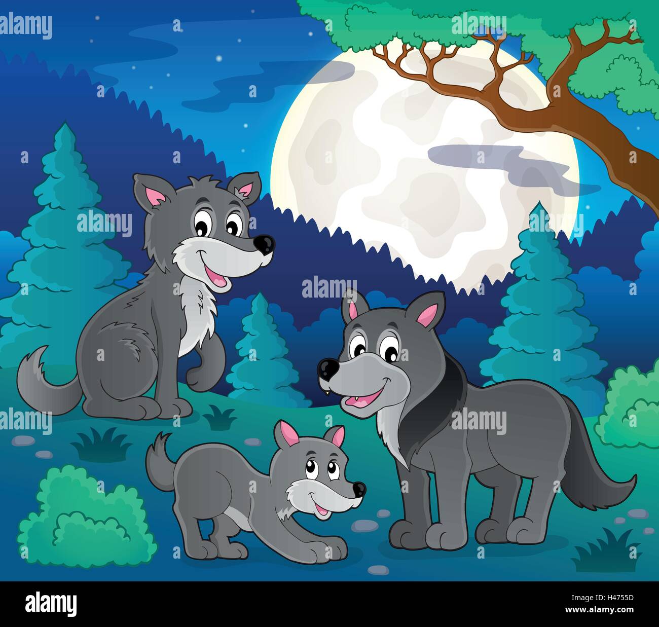 Wolves theme image 2 - eps10 vector illustration Stock Vector Image ...