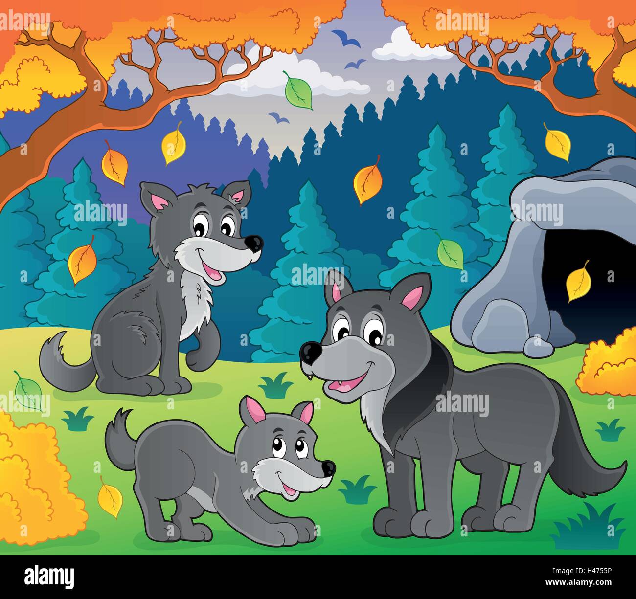 Wolves theme image 3 - eps10 vector illustration Stock Vector Image ...