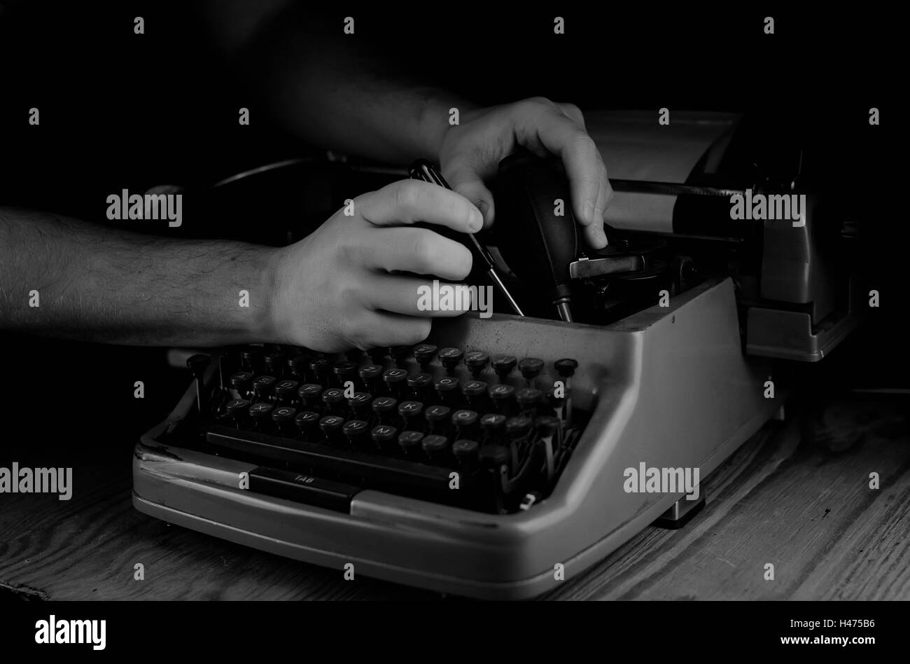 black and white retro typewriter letter Stock Photo - Alamy