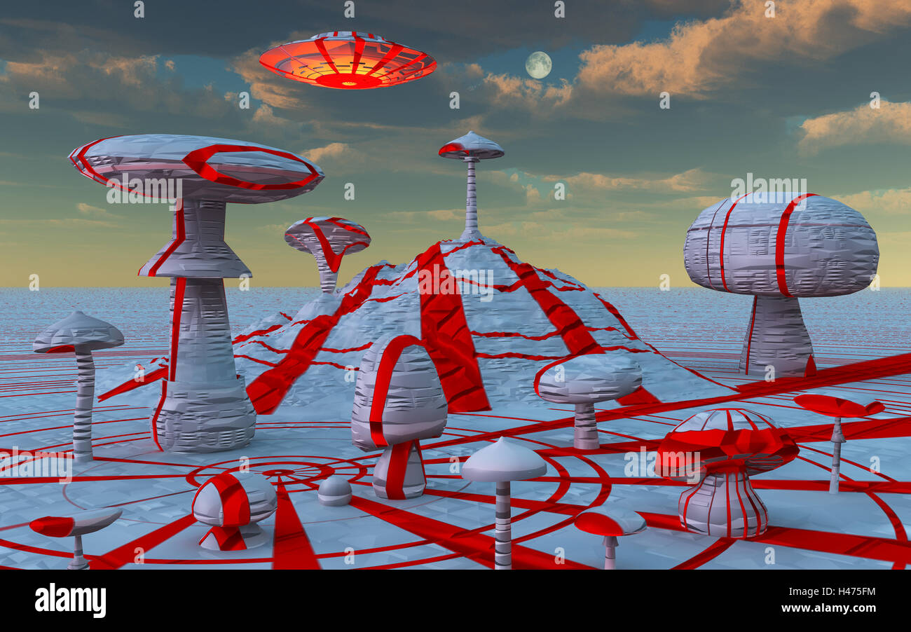 An Alien Worlds Futuristic Surreal City Stock Photo - Alamy