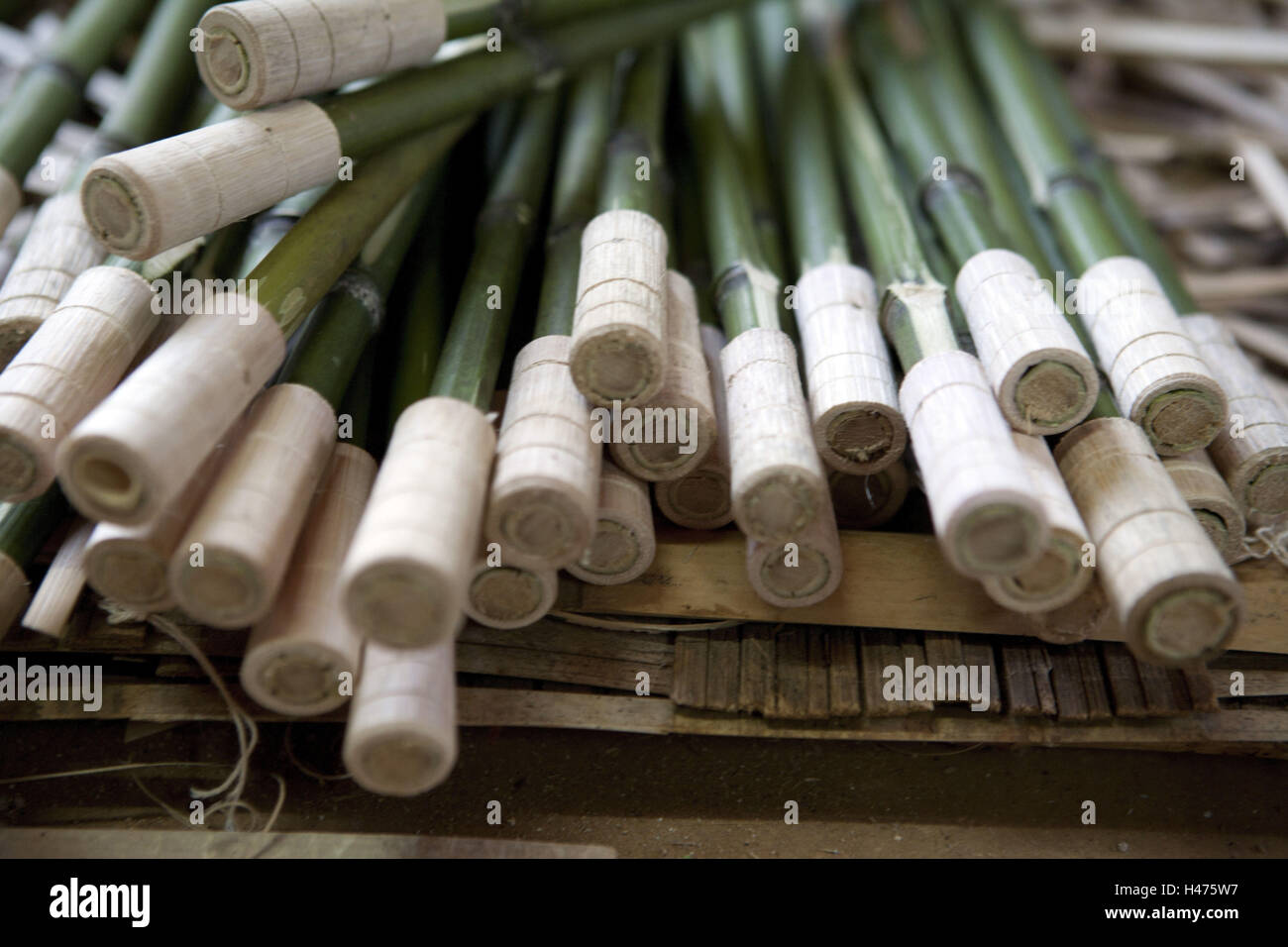 Myanmar, umbrella production, bamboo canes Stock Photo - Alamy