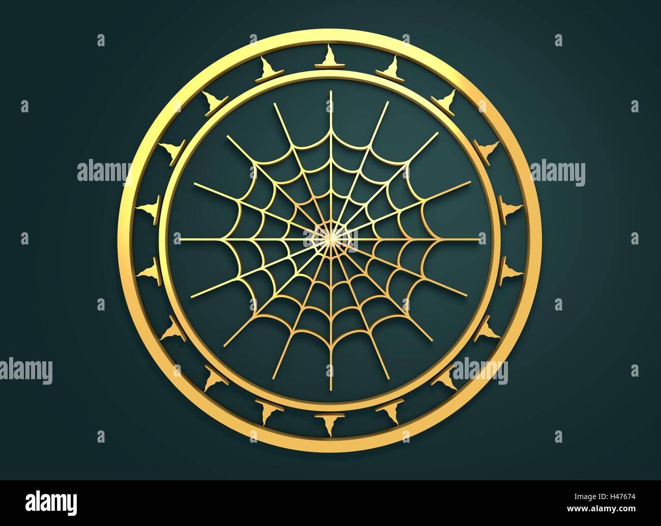 Engraved stamp with spider web Stock Photo - Alamy