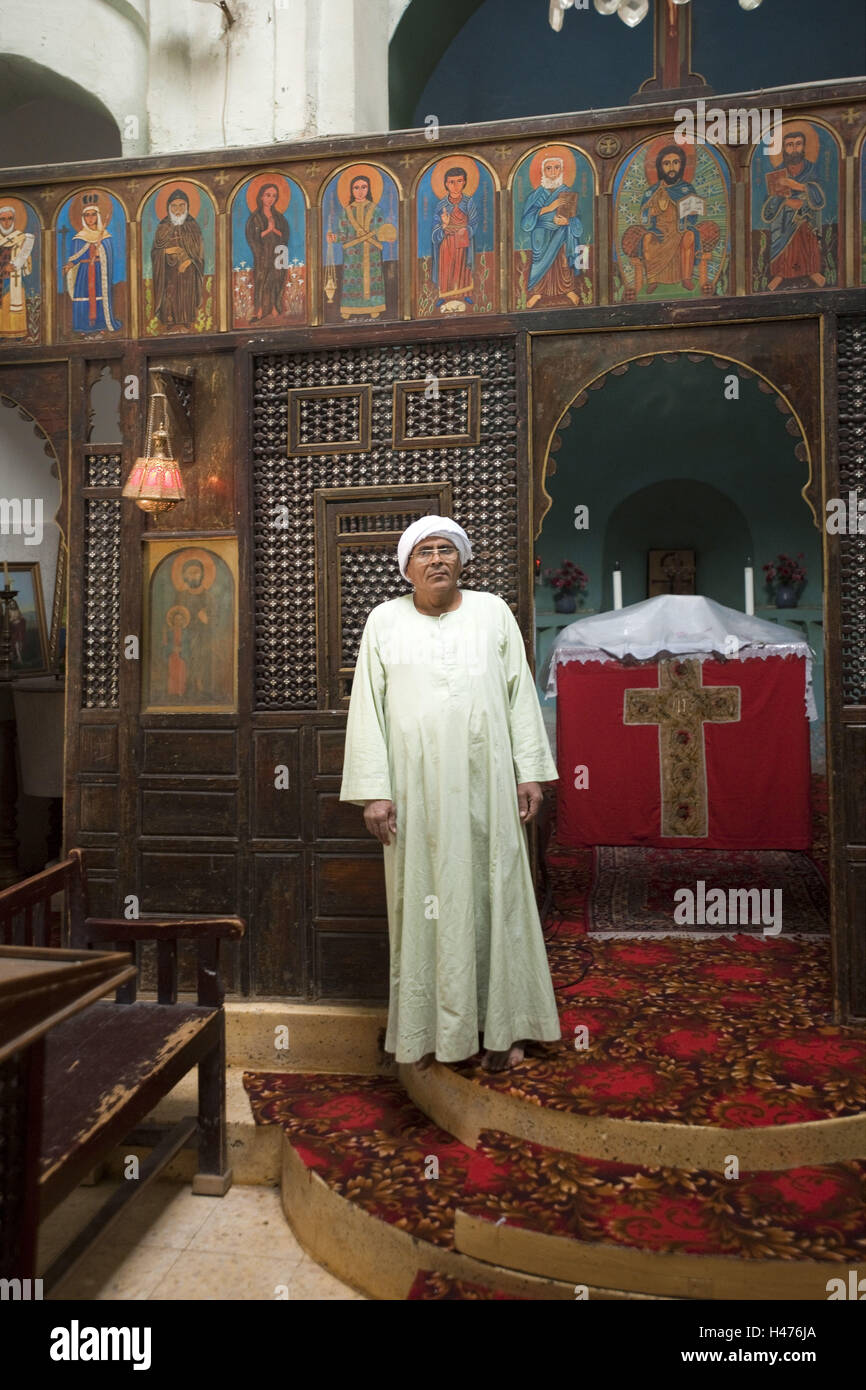 Egypt, Coptic church in the Coptic village Garagos to the north Luxor ...