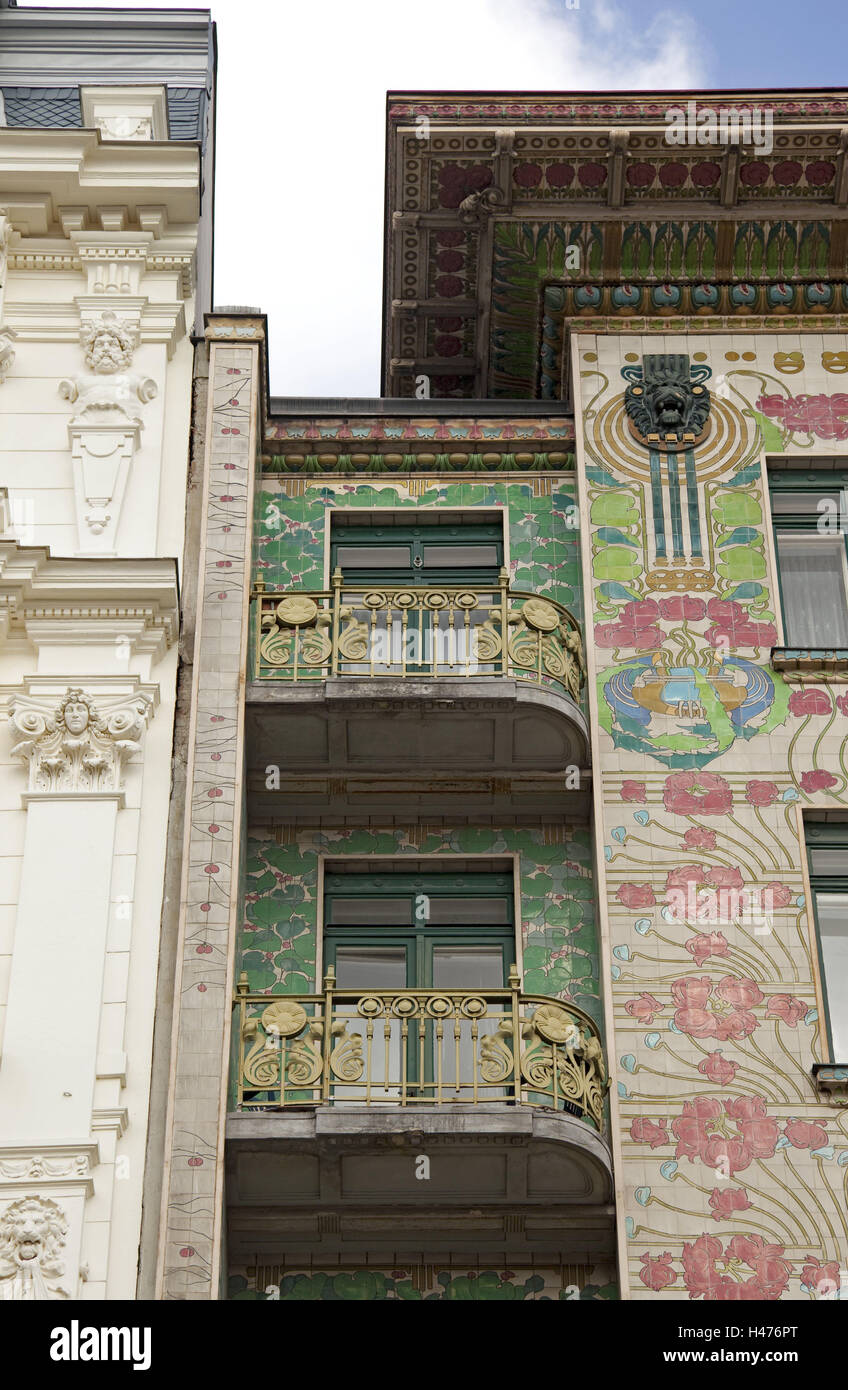 House, art nouveau, design, floral, building, architecture, outside ...