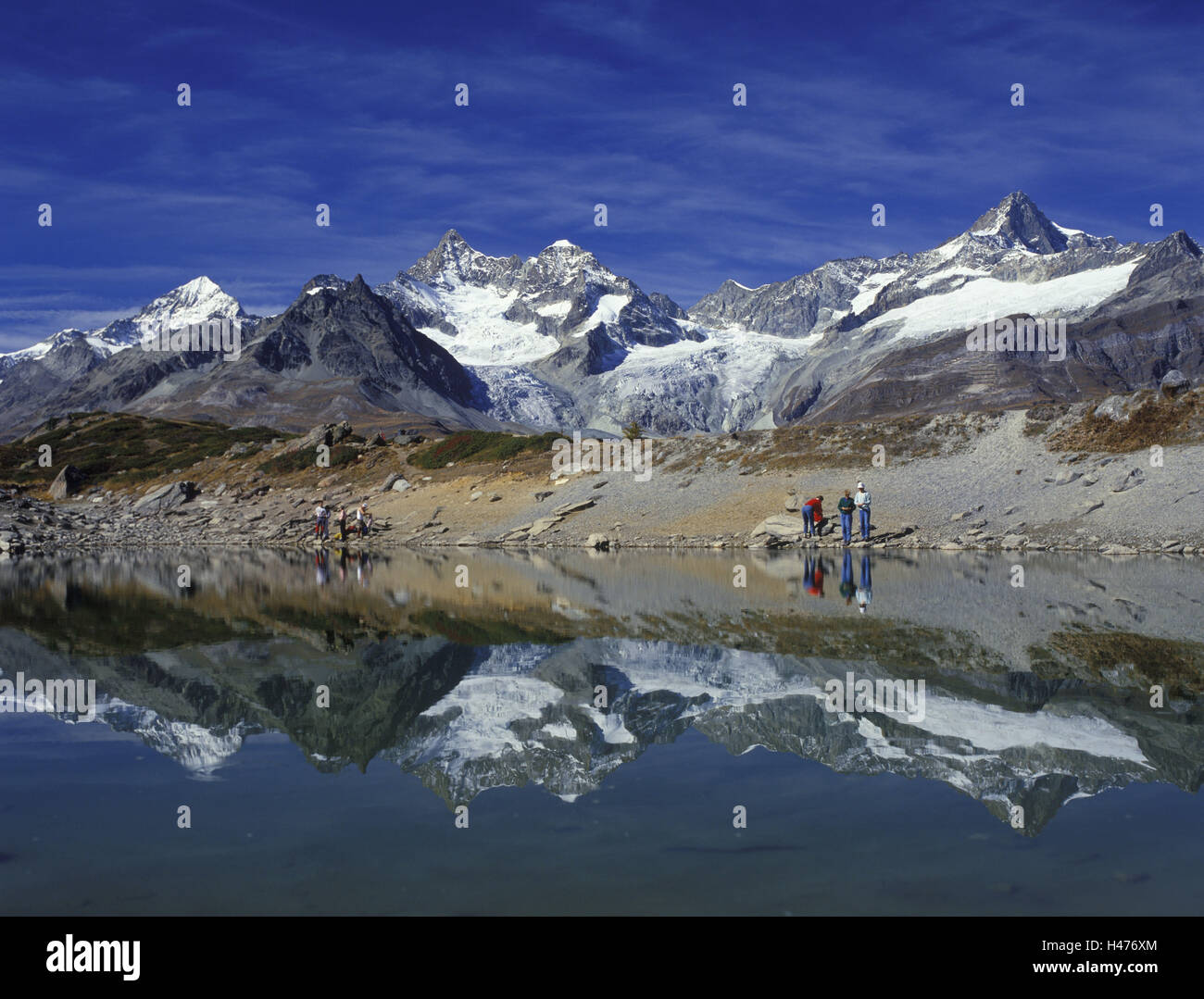 Switzerland, Valais, matt valley, Cerium-weakly, green lake with Dent ...