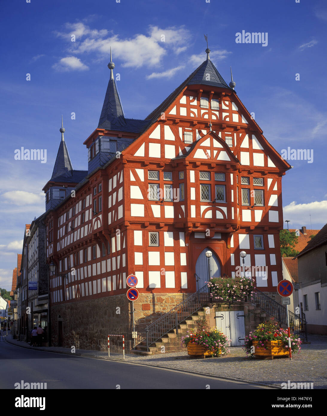 Germany, Hesse, Bergland, Schwalm, Neustadt, Old Town Hall Stock Photo ...