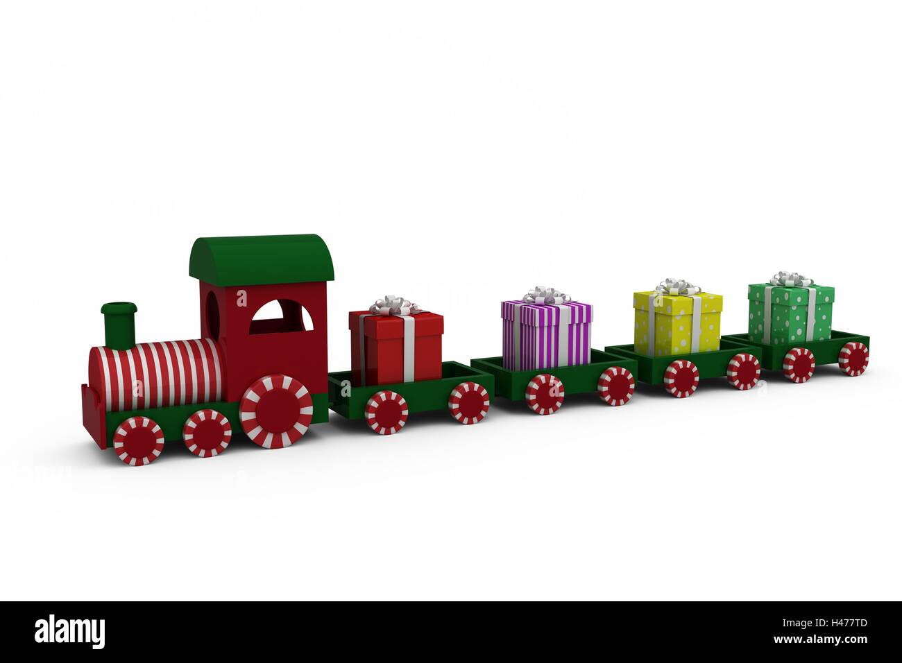 Train model carrying gift boxes Stock Photo - Alamy