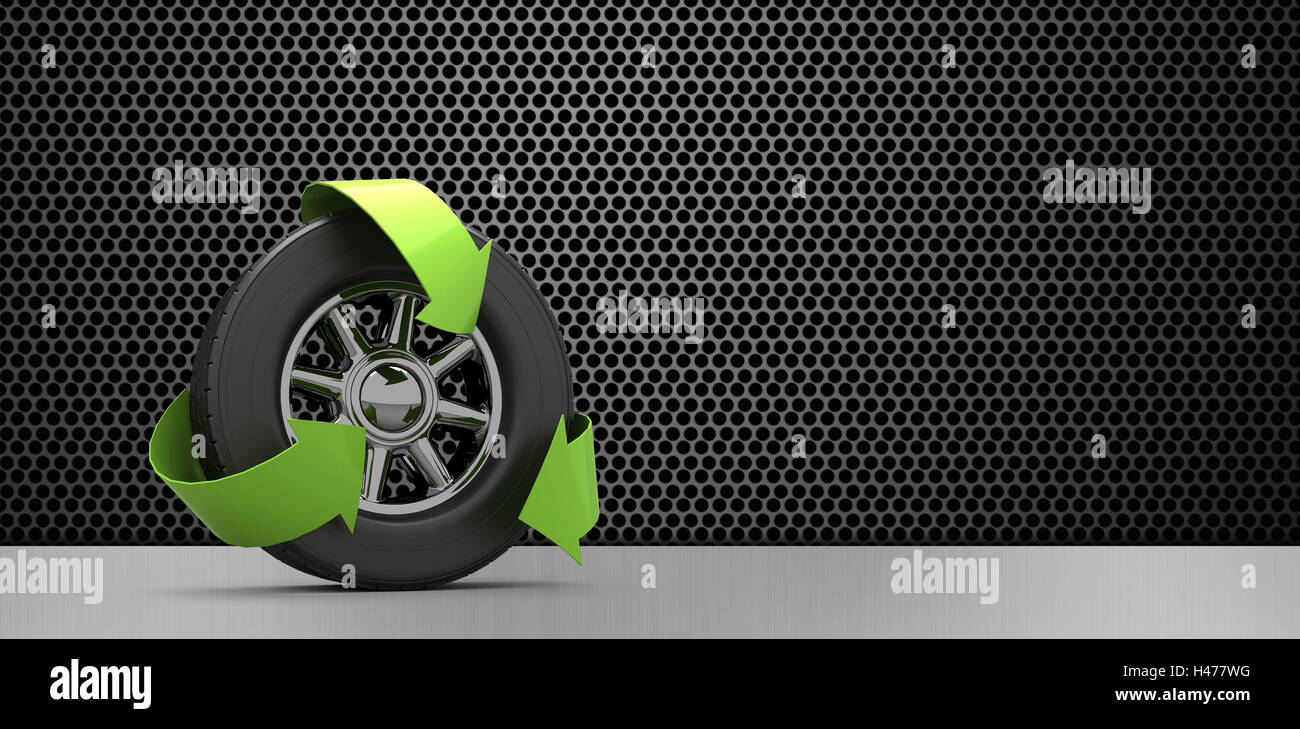 Composite image of wheel with green arrows Stock Photo - Alamy