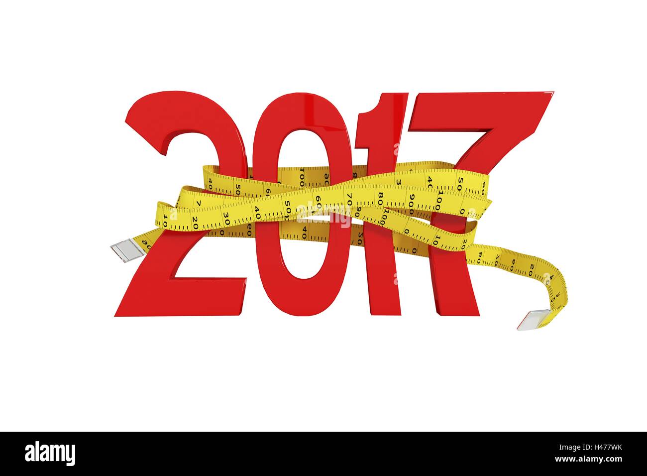 Digitally generated image of new year with tape measure Stock Photo - Alamy