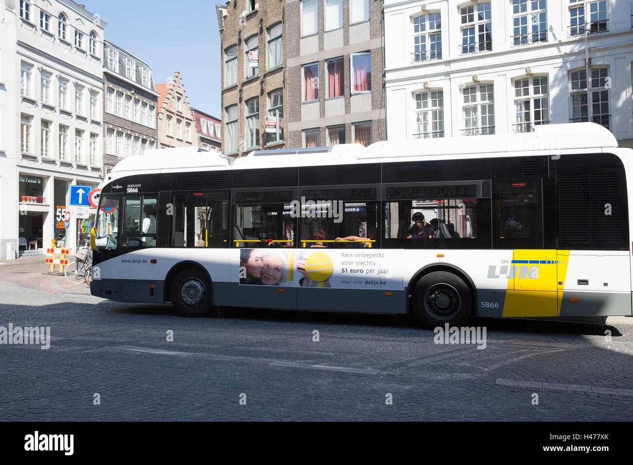 City bus in Bruges Belgium Stock Photo - Alamy