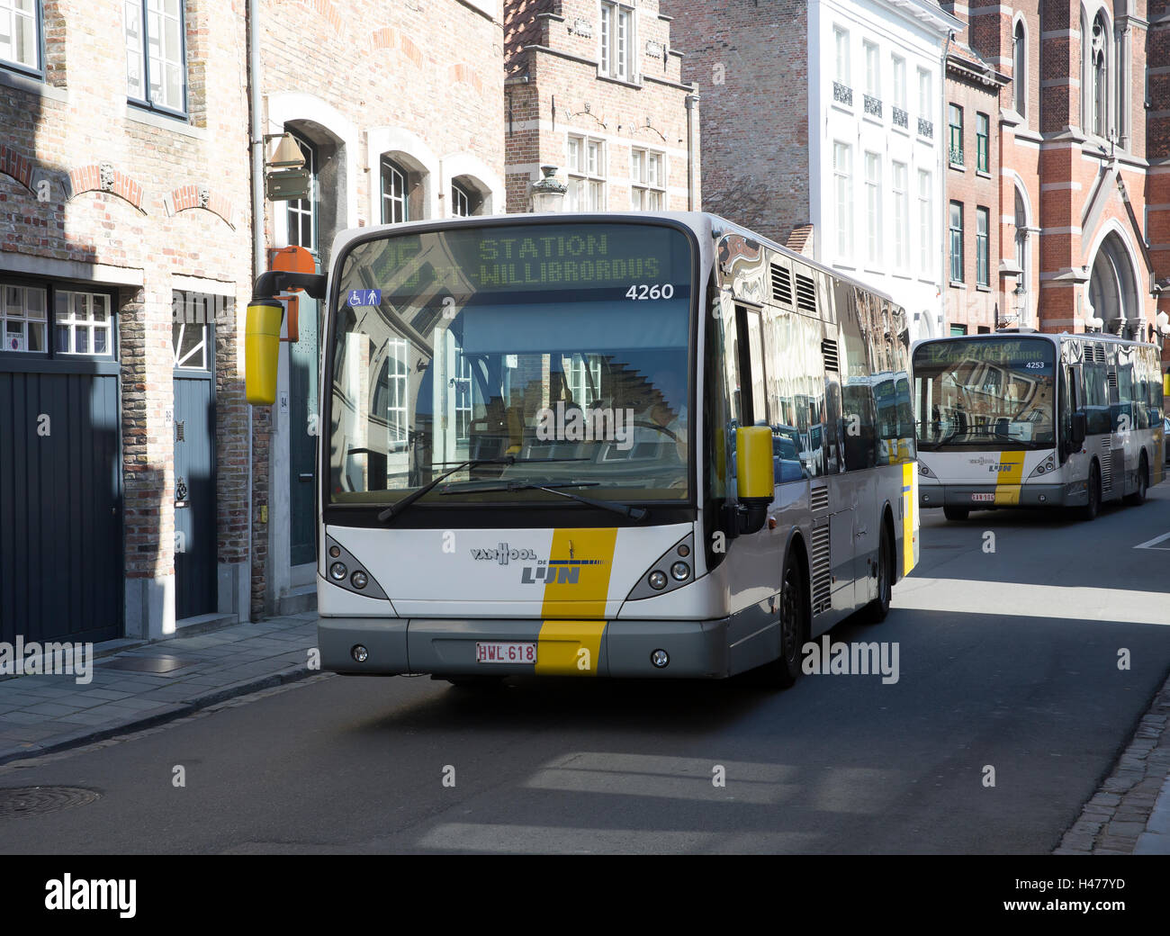 Public bus in Bruges Belgium Stock Photo - Alamy