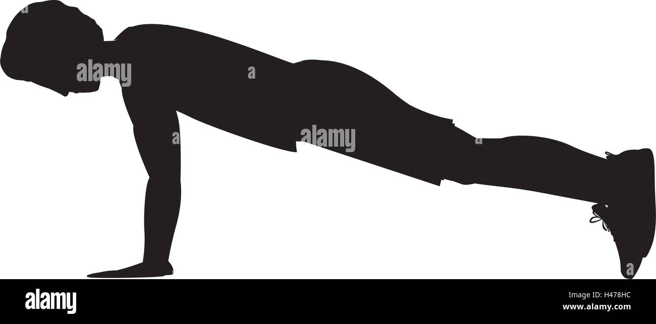 silhouette with man push ups end pose Stock Vector Image & Art - Alamy