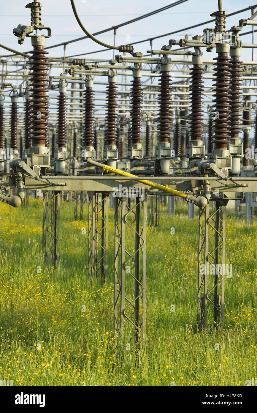 Transformer station, dispatcher, energy, Spessart, Bavaria, Germany ...