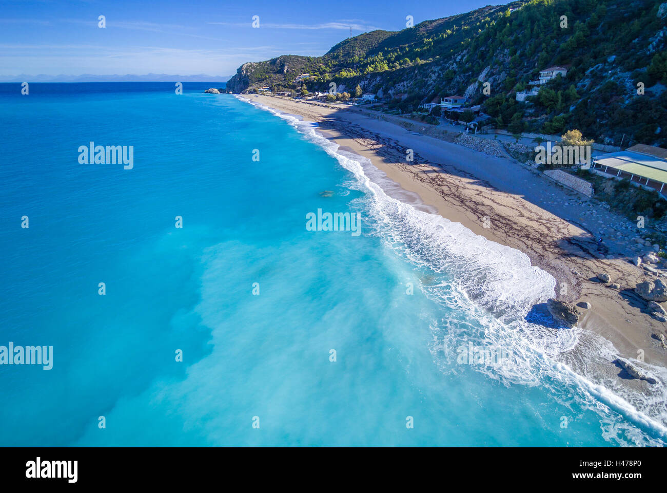 Aerial of Kathisma beach in Lefkada island Greece Stock Photo - Alamy