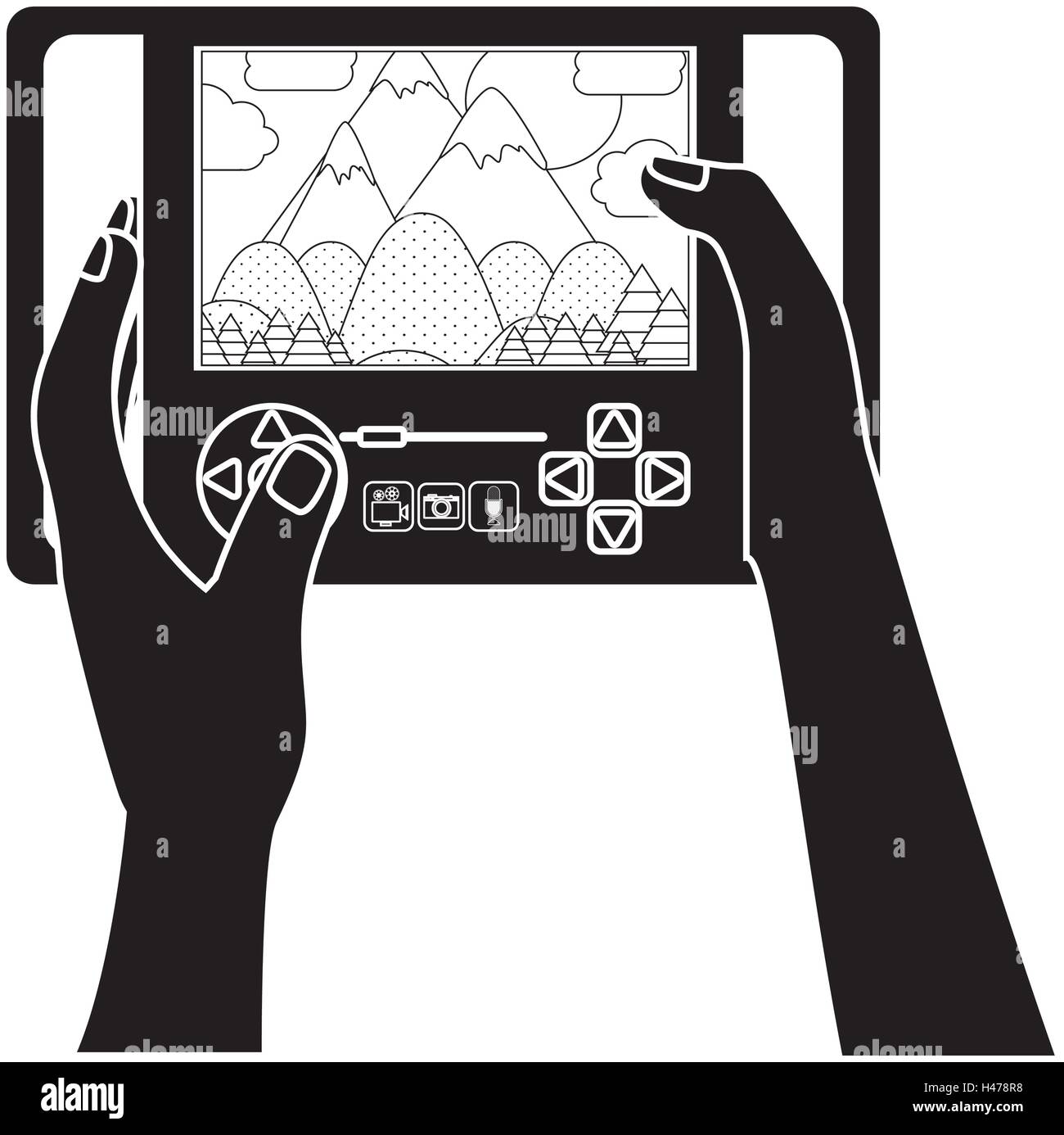 silhouette screen remote control for drones with hands Stock Vector ...