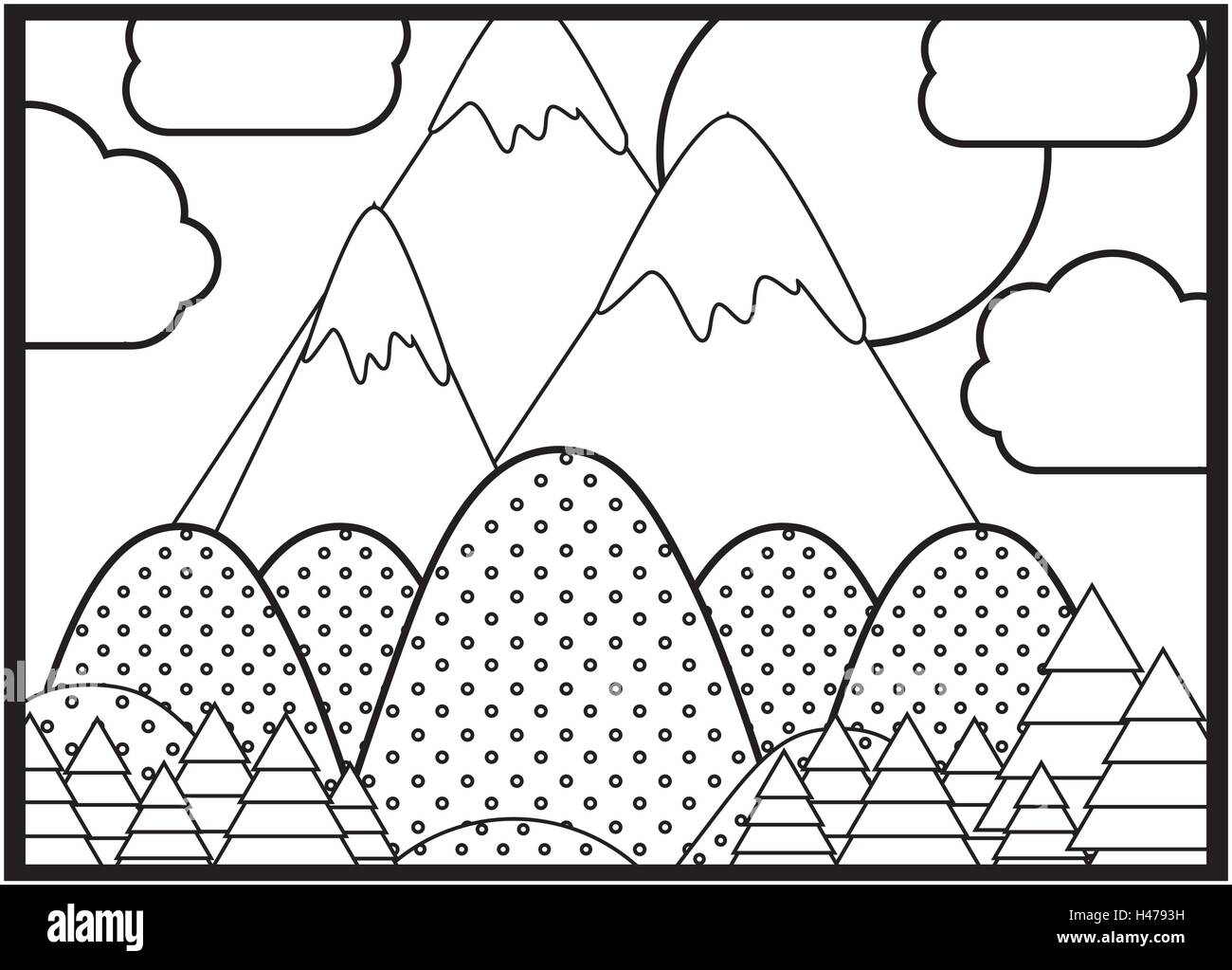 Silhouette picture of landscape with lines and points Stock Vector ...