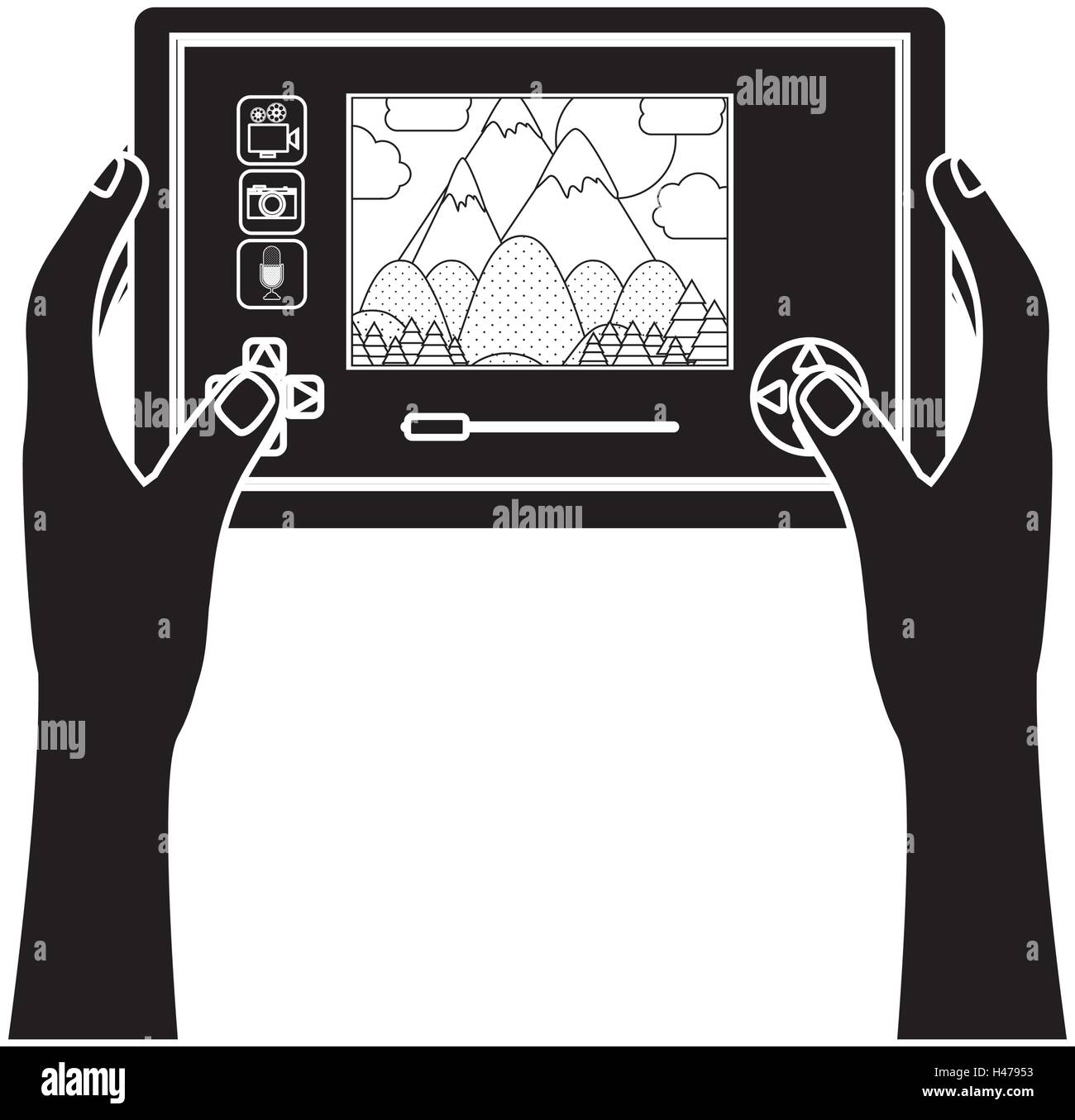 Camera hands fingers viewer screen Stock Vector Images - Alamy