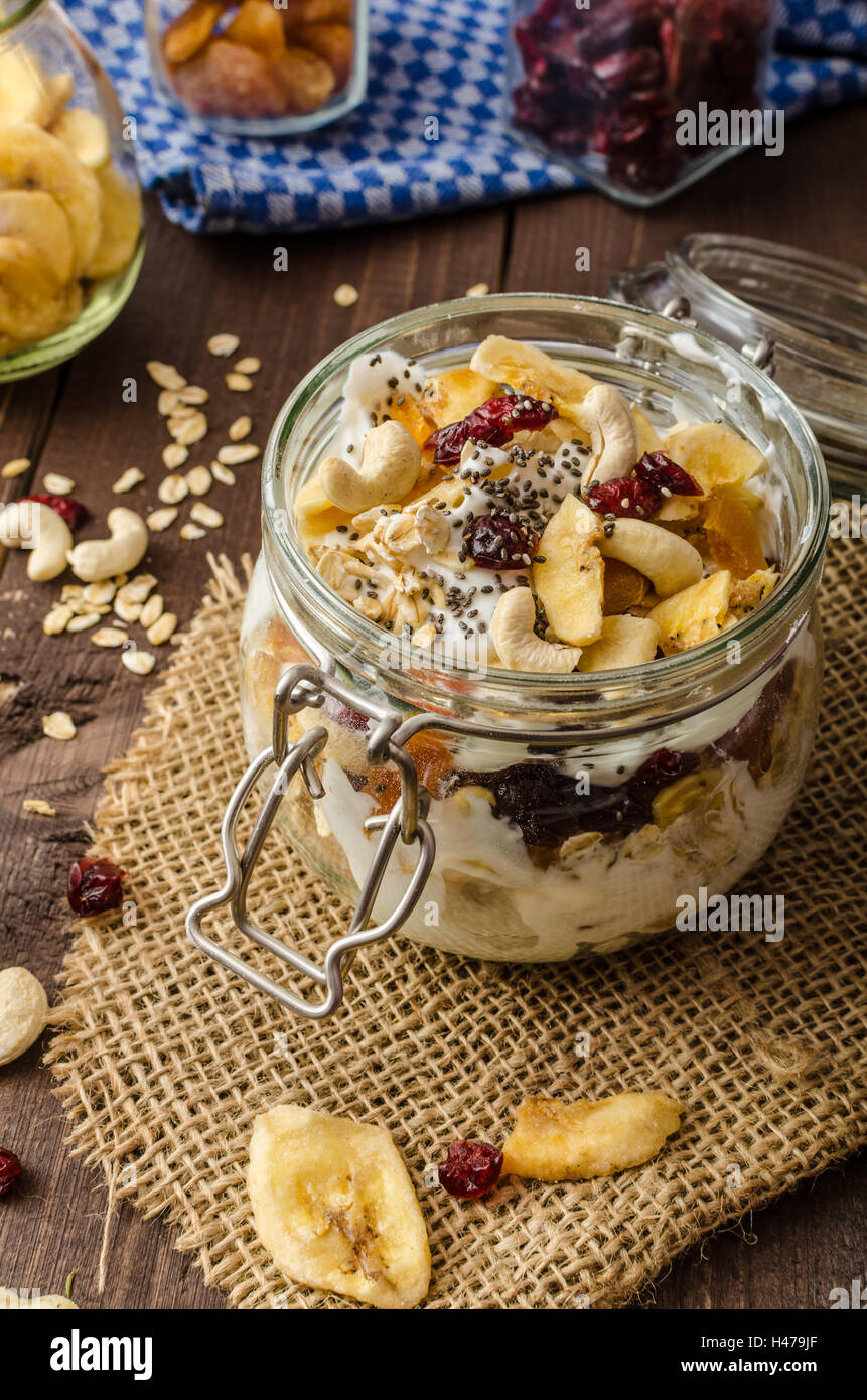 Homemade yogurt with granola, dried fruit and nuts bio - cia seed ...