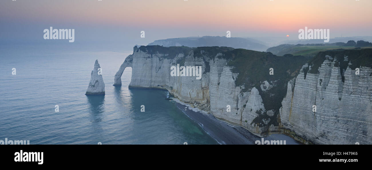 France, Normandy, Etretat, coast, sunrise Stock Photo - Alamy