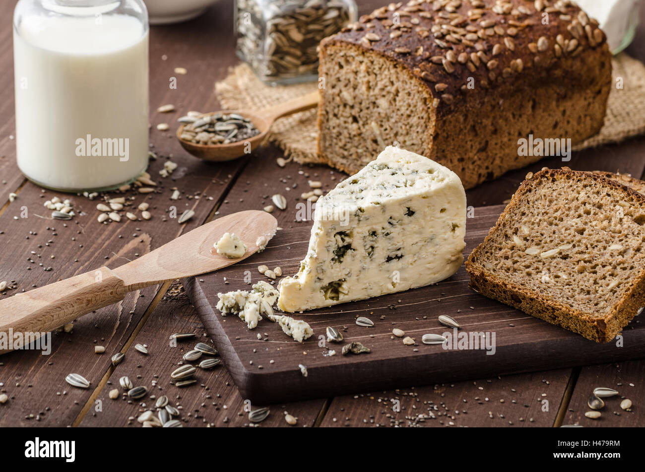 Blue cheese delicious cheese, product photo, simple Stock Photo - Alamy