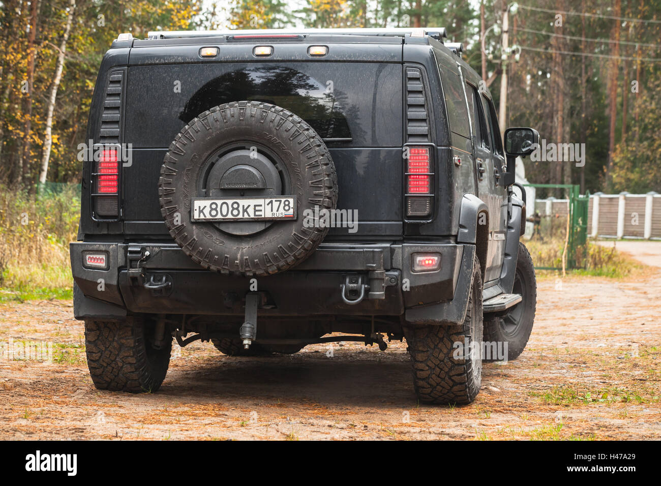Saint-Petersburg, Russia - October 9, 2016: Black Hummer H2 vehicle ...