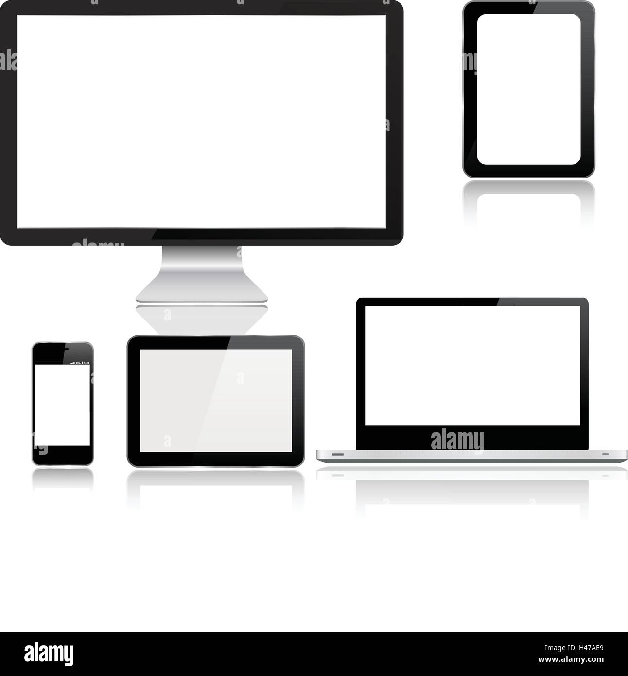 Realistic vector set of laptop, smartphone and computer with empty ...
