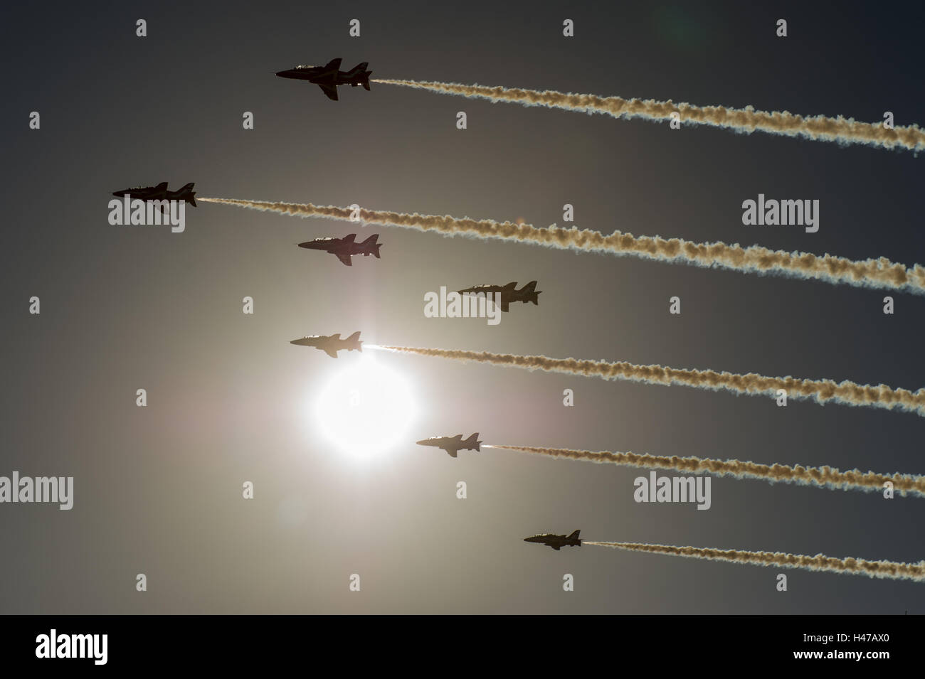 The inimitable RAF display team making a classic arrival from behind ...