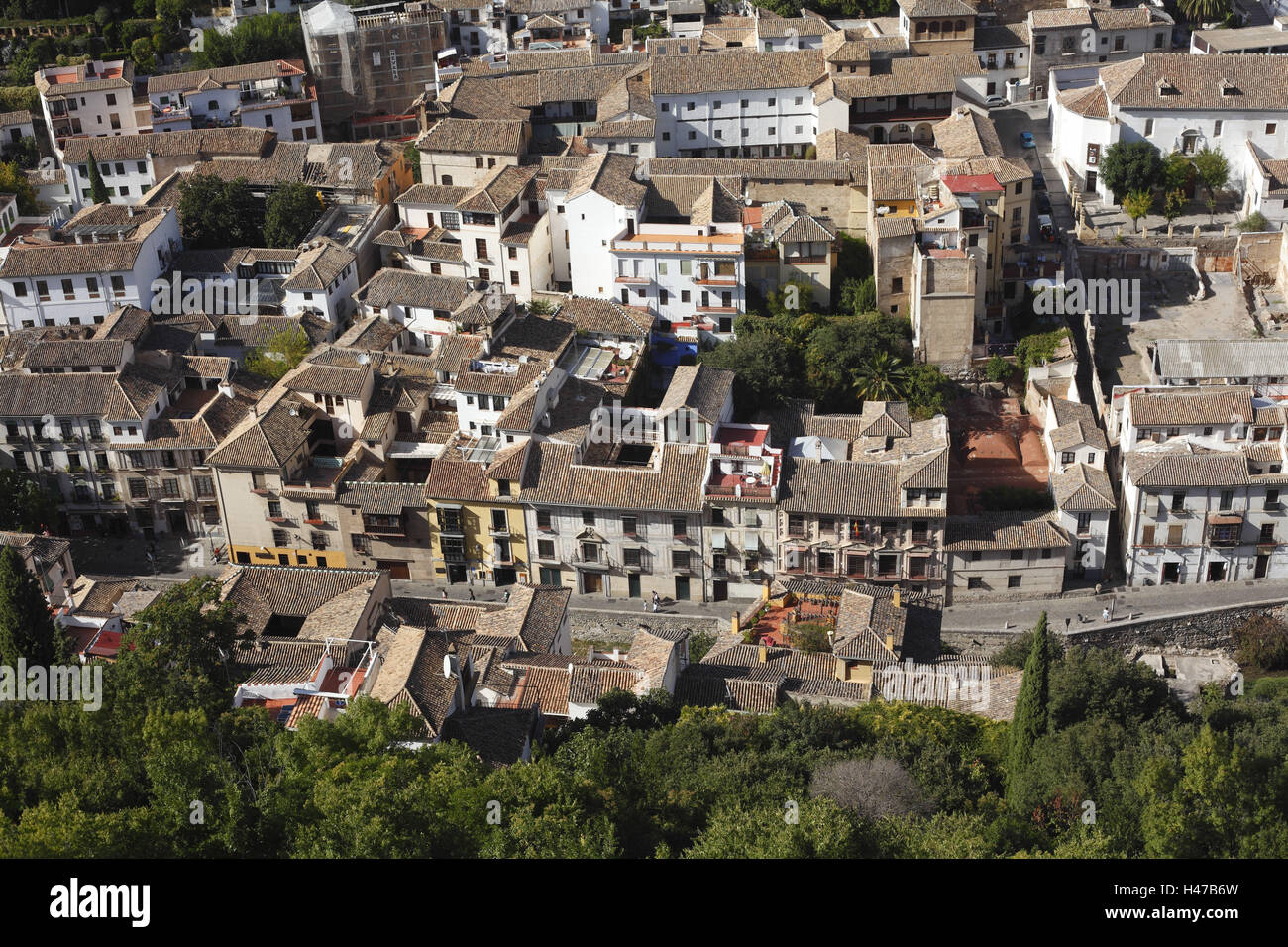 Spain, Andalusia, Granada, view Alhambra on the Old Town fourth ...