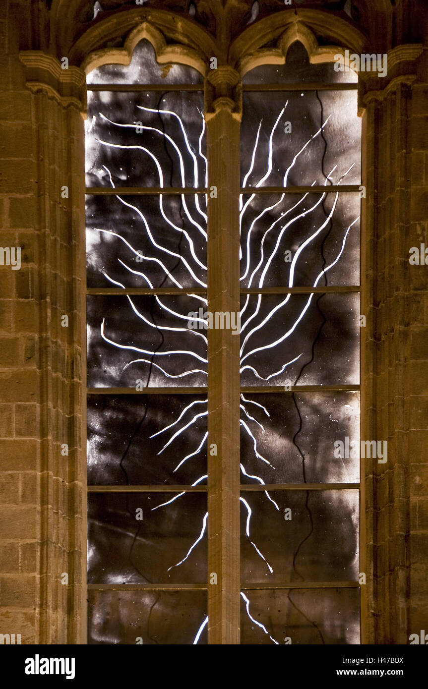 Cathedral, glass window, Spain, the Balearic Islands, Majorca, Palma ...