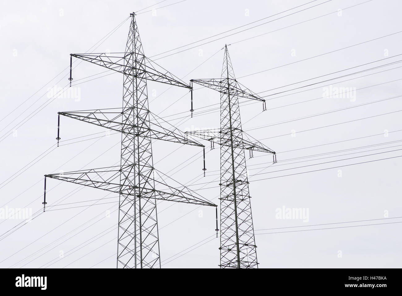 High-voltage poles, detail, power poles, masts, construction, steel ...
