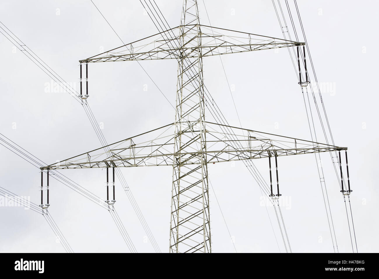 High-voltage poles, detail, power poles, masts, construction, steel ...