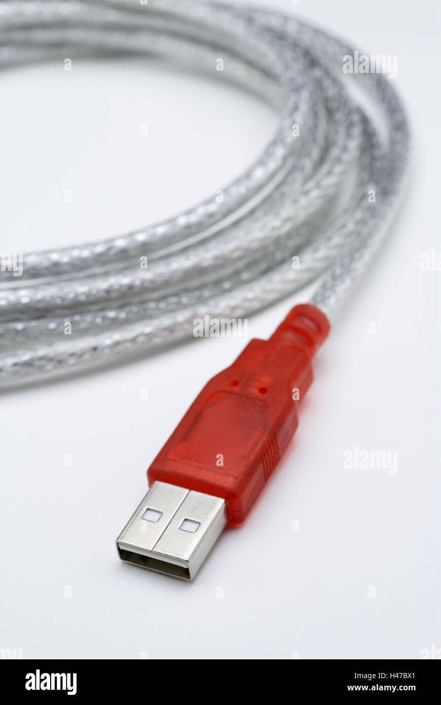 USB cable, connector, red, grey, transparent Stock Photo - Alamy