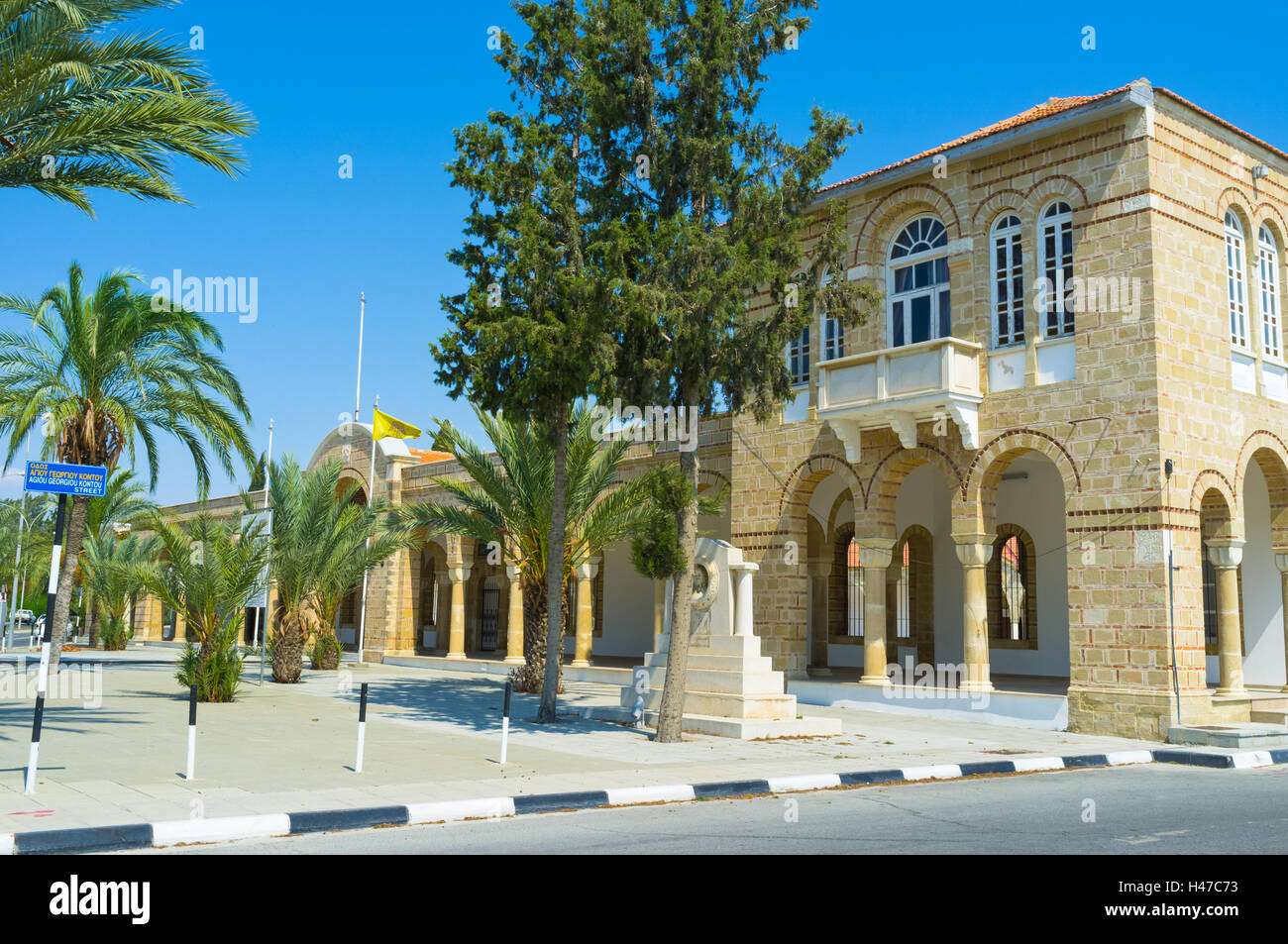 The gates and surrounding wall of the Saint George Kontos monastery ...