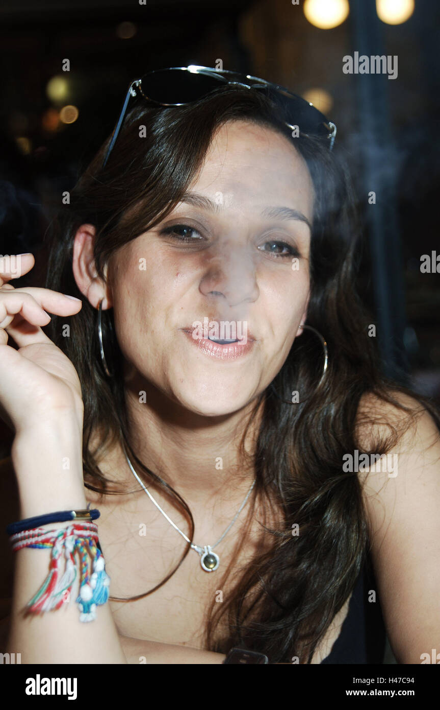 Woman, young, long-haired, smoke, there, smile, portrait, people ...