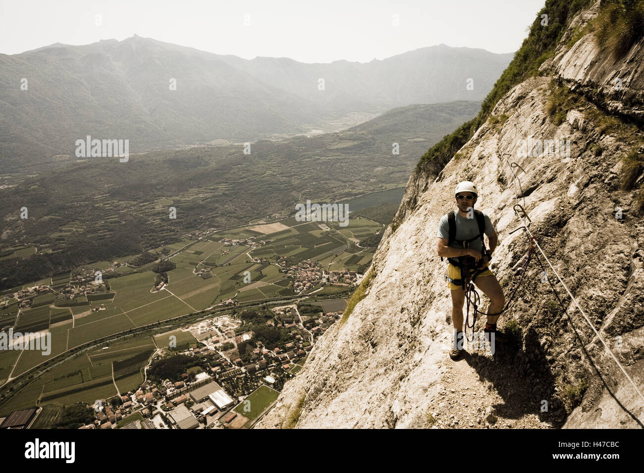 Mountaineers, cliff face, rest, view, climbing steep path, climb, stand ...