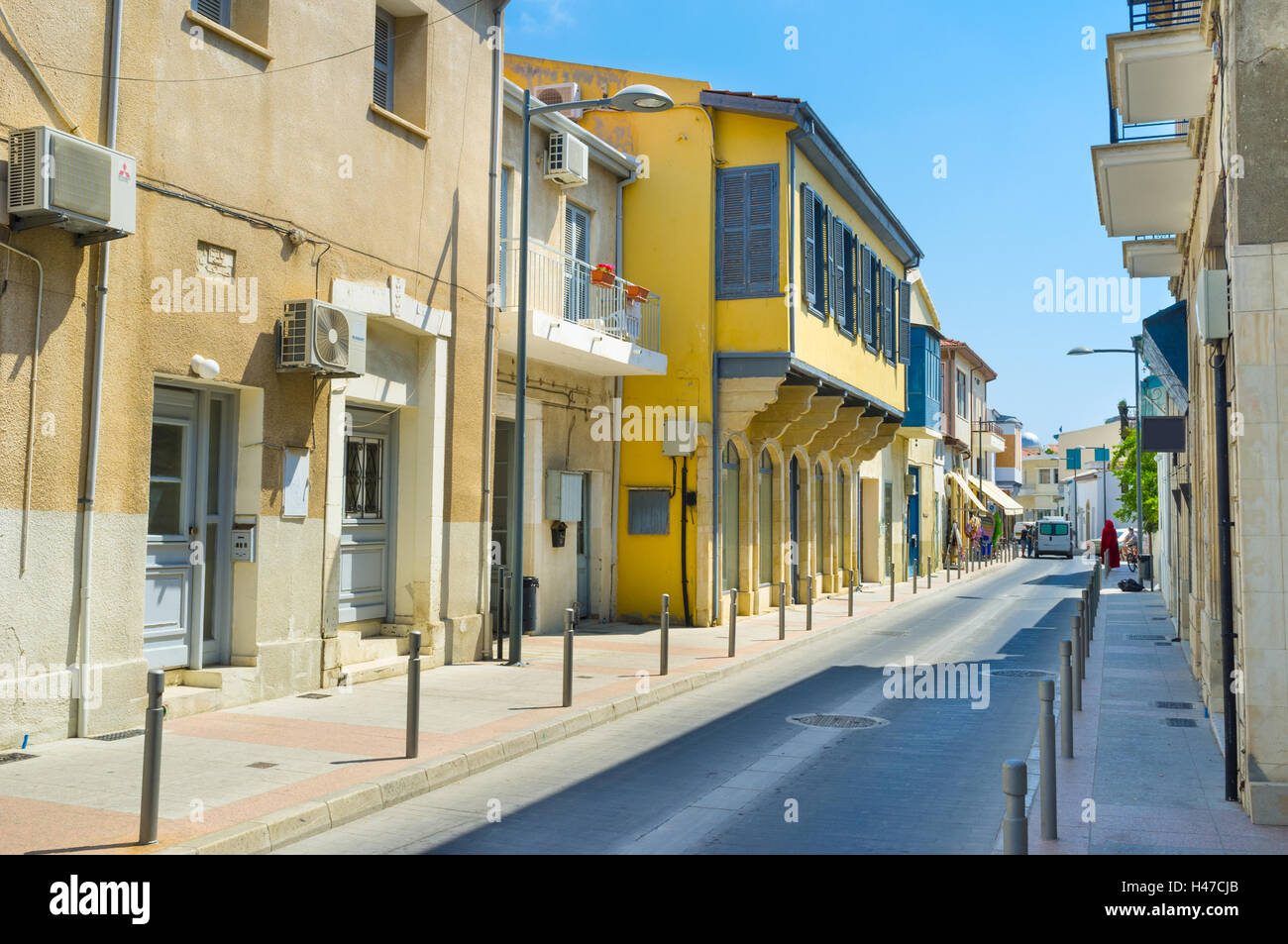 The residential street in the old town of Limassol, Cyprus Stock Photo ...