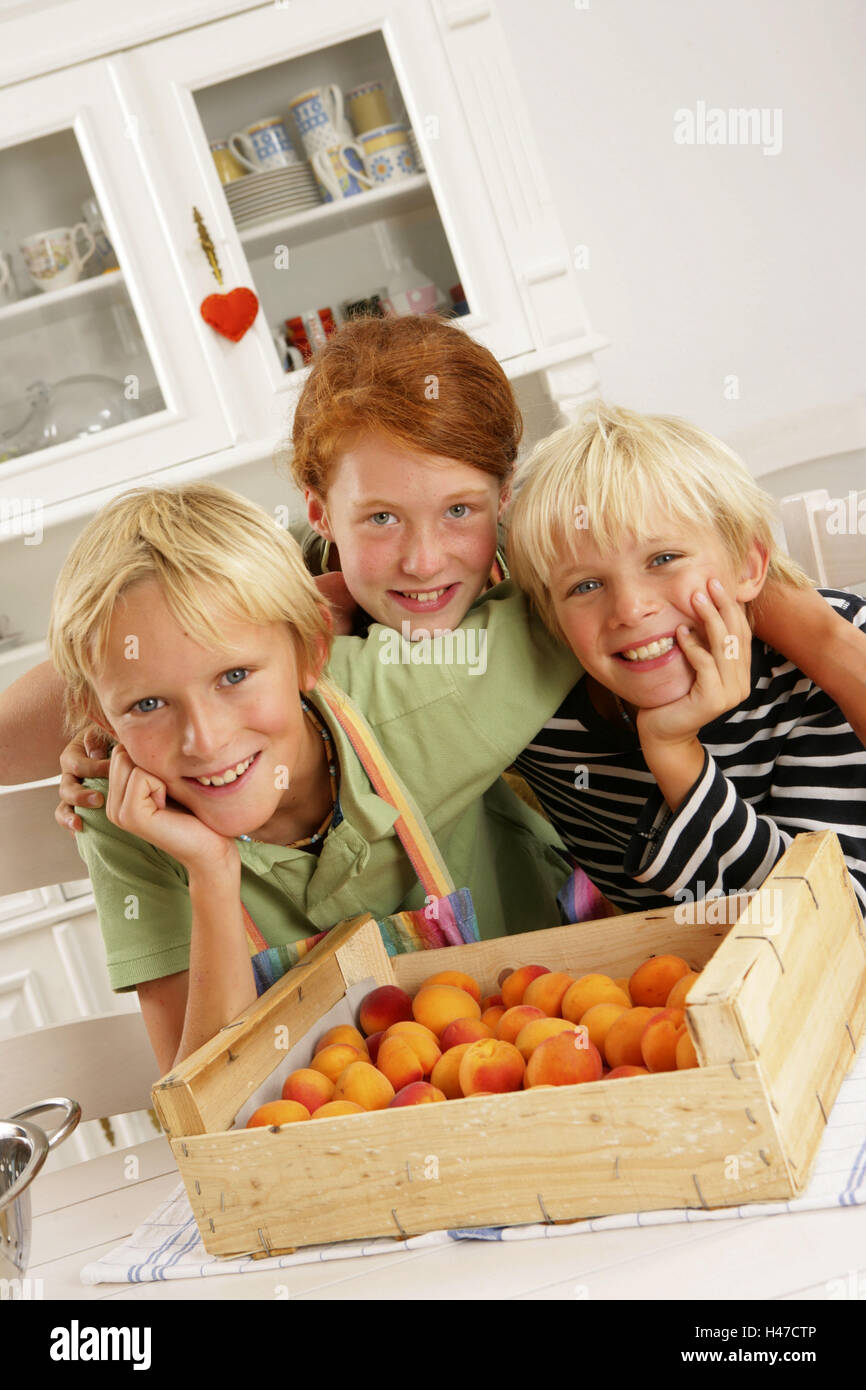 Children, cuisine, happy, smile, apricots Stock Photo - Alamy