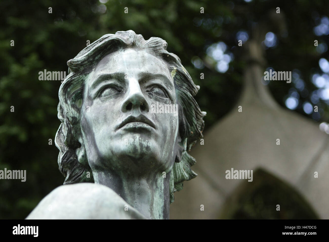 grave yard, grave, statue, male, weathers Stock Photo - Alamy