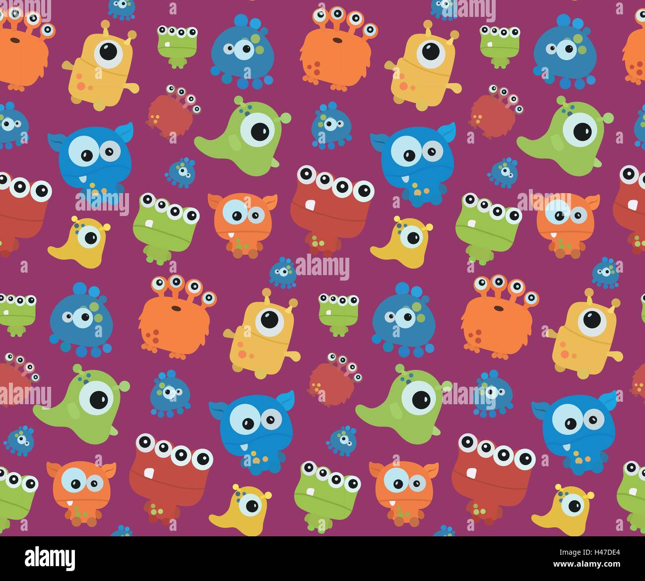Seamless pattern with monsters. Print for Halloween Stock Vector Image ...