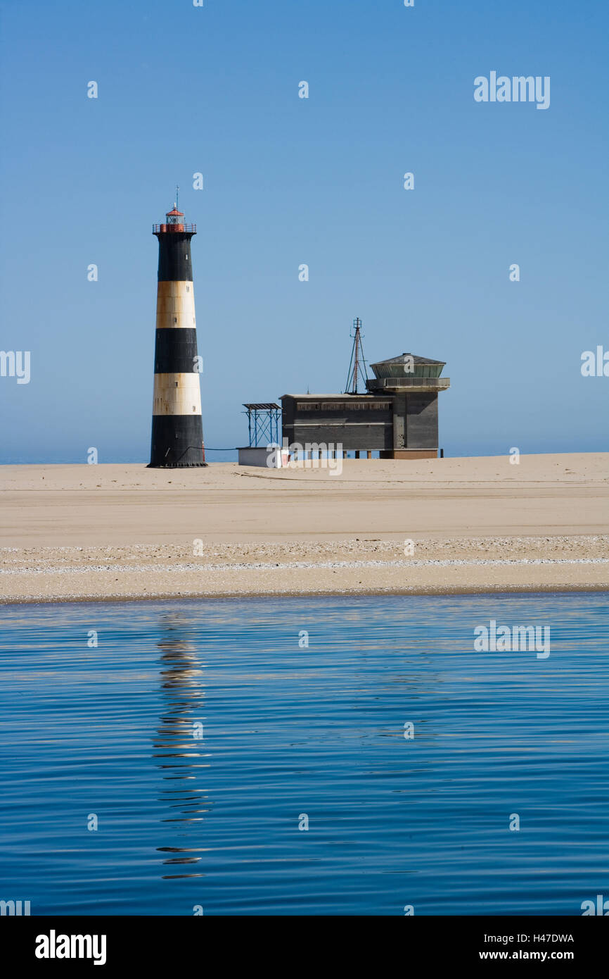 Africa, Namibia, Walvis Bay, pelican Point, lighthouse, Atlantic coast ...