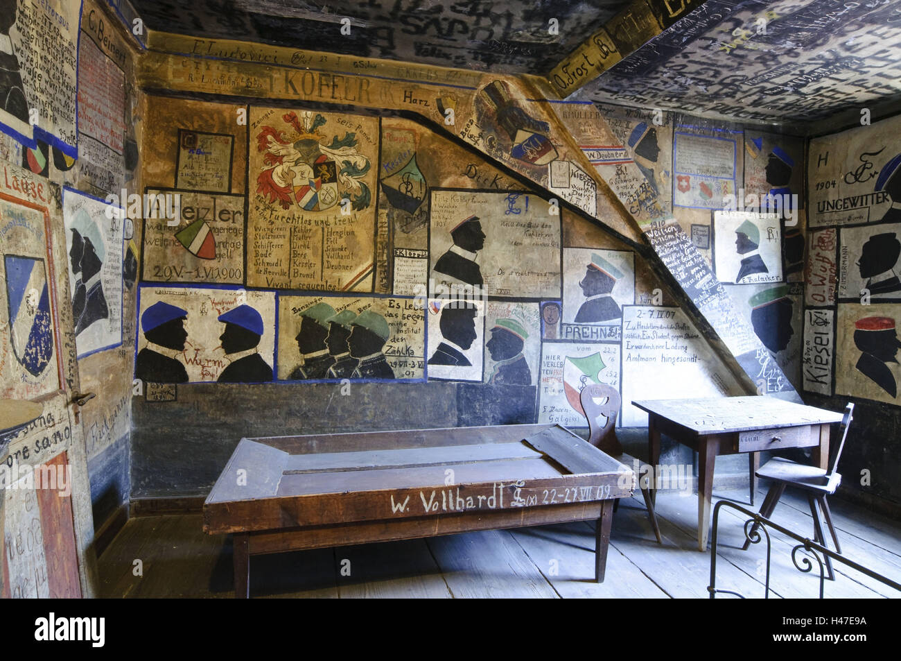 Heidelberg, student detention cell, mural paintings, graffiti ...