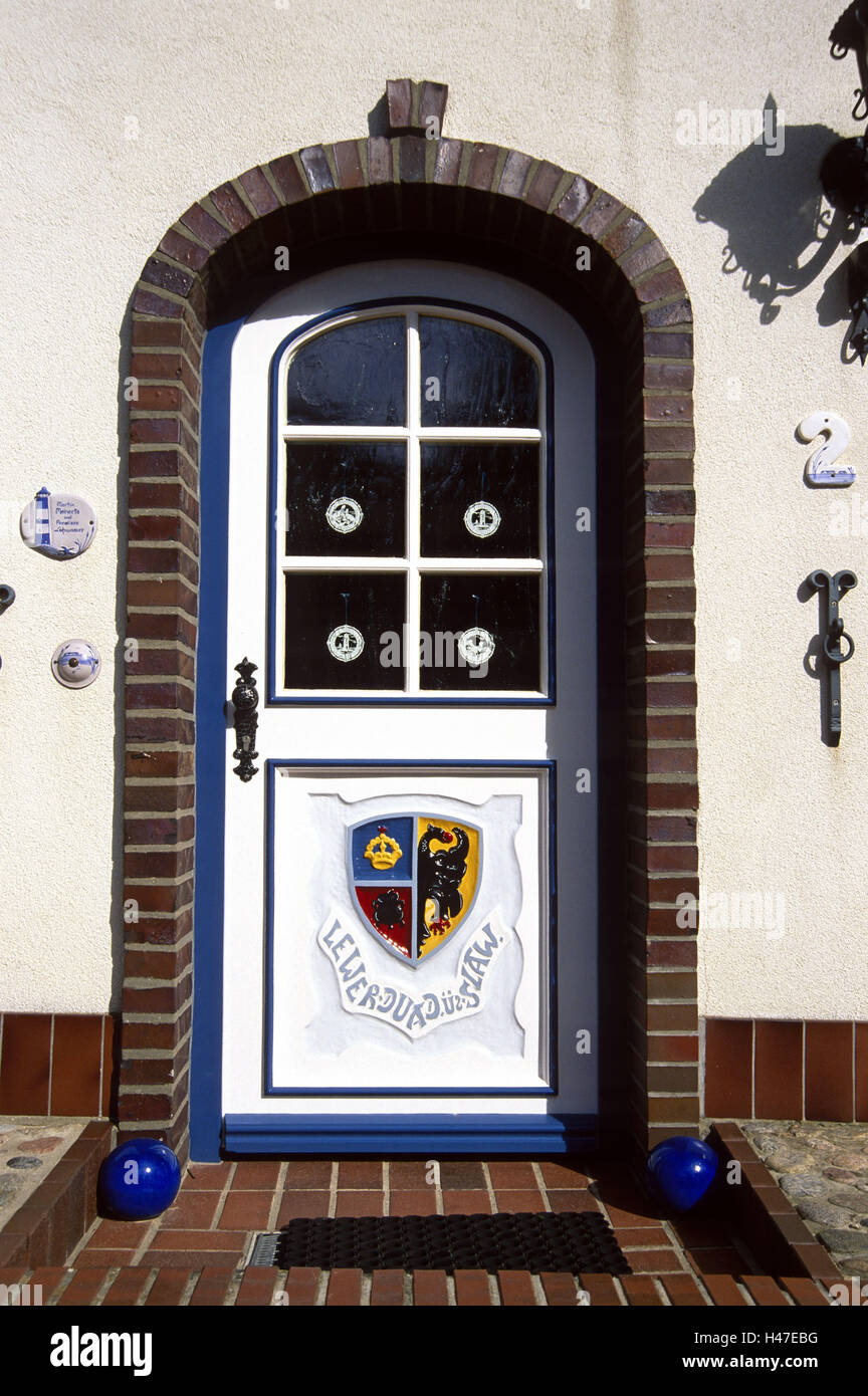 Historical front door, Germany, Schleswig - Holstein, wooden door ...