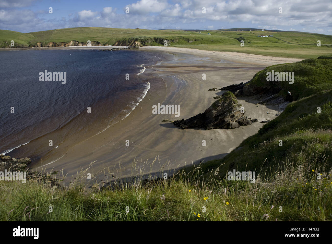 Shetland islands, island Unst, Hermaness, bay Burra Firth Stock Photo ...