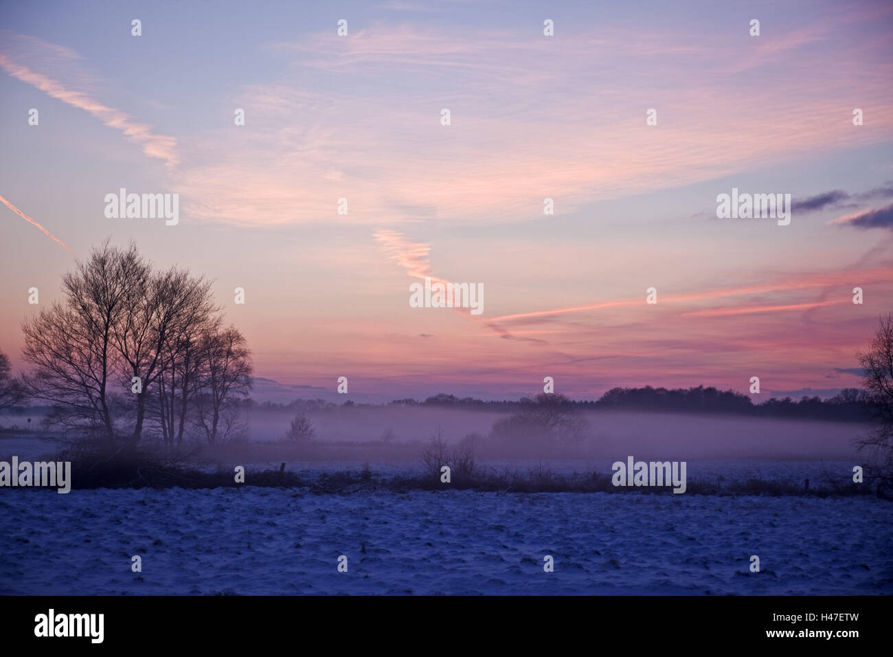 East Friesland, winter mood with peace castle, dusk Stock Photo - Alamy