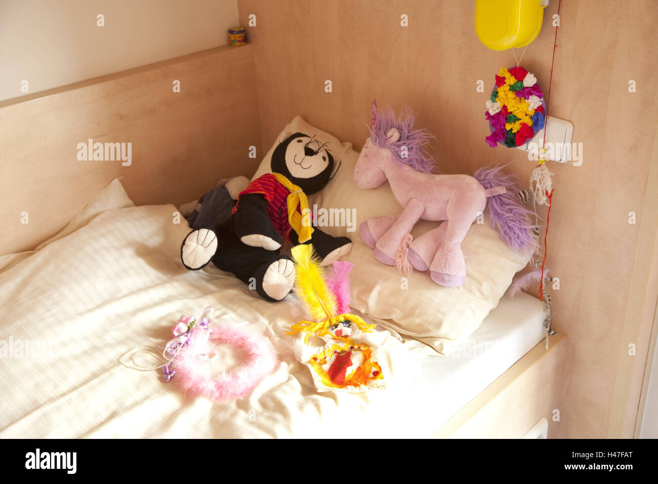 Cot, soft toys, bed, children's room, nobody, setup, blanket, soft ...