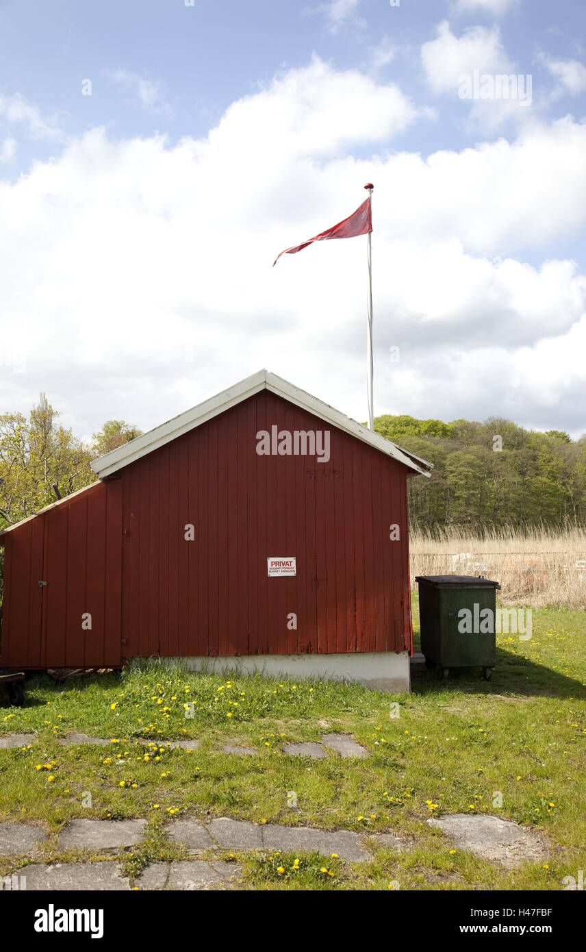 Denmark, wooden hut, outdoors, spring, Scandinavian, hut, building ...