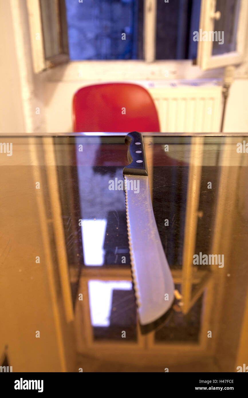 Glass table, knife, architecture, indoors, kitchen, table, chair ...