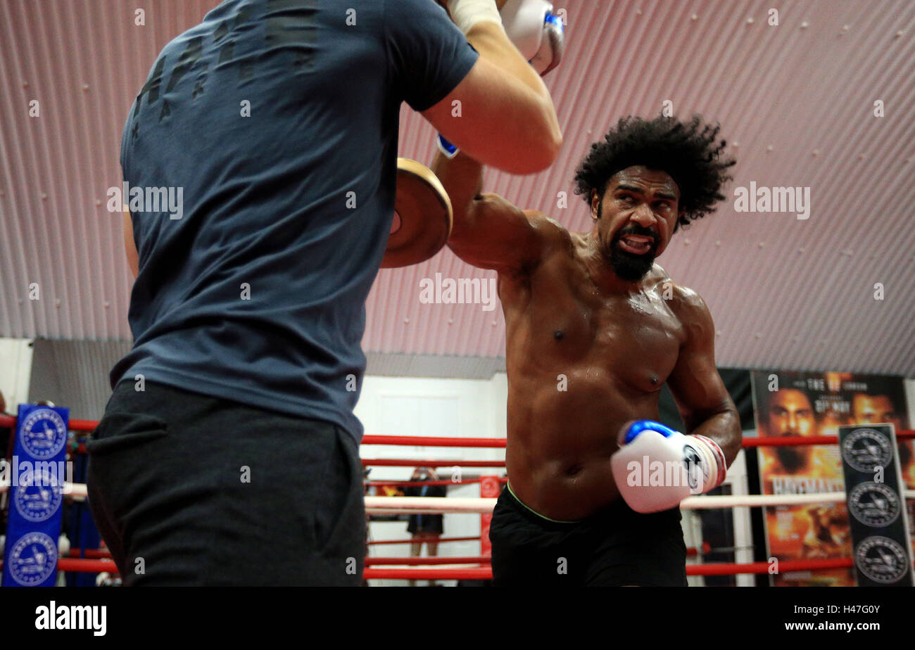 David Haye during a media workout at the Hayemaker Gym, London Stock ...