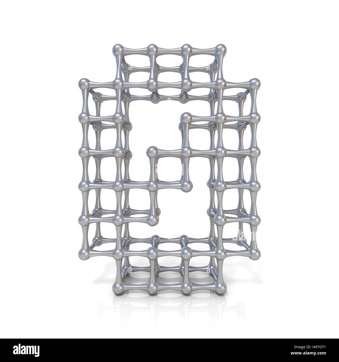 Metal lattice digit number ZERO 0 3D render illustration isolated on ...