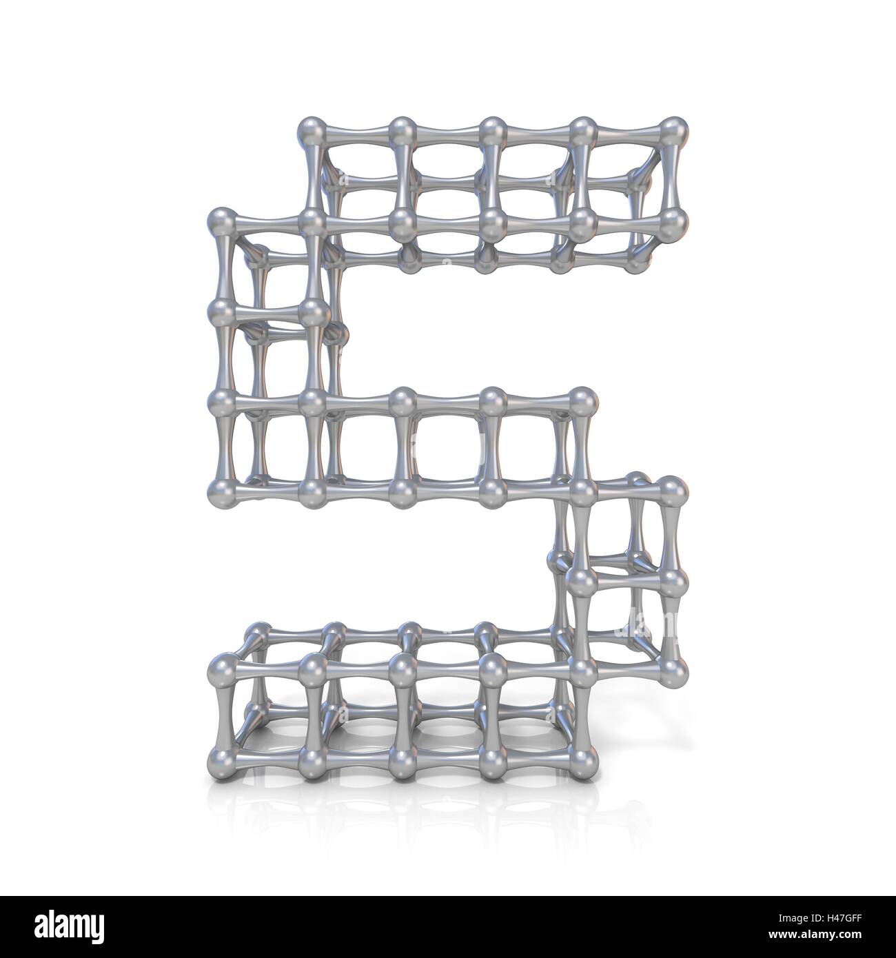 Metal lattice font letter S 3D render illustration isolated on white ...